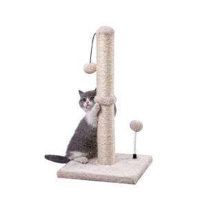 mecool cat scratching post premium basics kitten scratcher sisal scratch posts with hanging ball 22in for kittens or smaller cats (22 inches for kitten, beige)