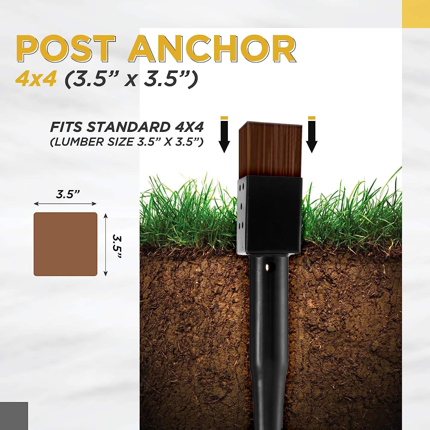 LADECH Premium No Dig Ground Anchor – DIY Screw in Post Stake – 27 Inch – Fits Standard 4x4 Post (3.5" X 3.5" Inch) – Great for Mailbox Posts and Fence Posts (Set of 1)