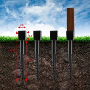 LADECH Premium No Dig Ground Anchor – DIY Screw in Post Stake – 27 Inch – Fits Standard 4x4 Post (3.5" X 3.5" Inch) – Great for Mailbox Posts and Fence Posts (Set of 1)