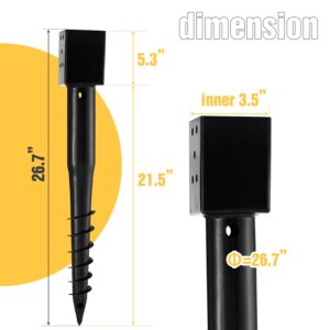 LADECH Premium No Dig Ground Anchor – DIY Screw in Post Stake – 27 Inch – Fits Standard 4x4 Post (3.5" X 3.5" Inch) – Great for Mailbox Posts and Fence Posts (Set of 1)