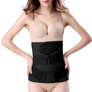 3 in 1 postpartum belly band - postpartum belly support recovery wrap, after birth brace, slimming girdles, body shaper waist shapewear, post surgery pregnancy belly support band (s/m, black)