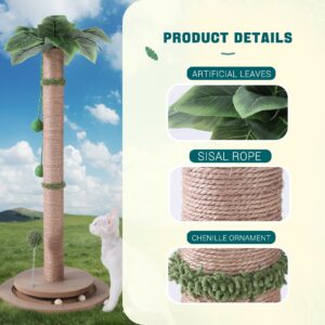 Aplatho Scratching Posts for Indoor Cats Adults - 33.2" Tall Cat Scratching Post with Sisal Rope - Cute Kitten Cat Tree Scratching Post with Interactive Ball Track