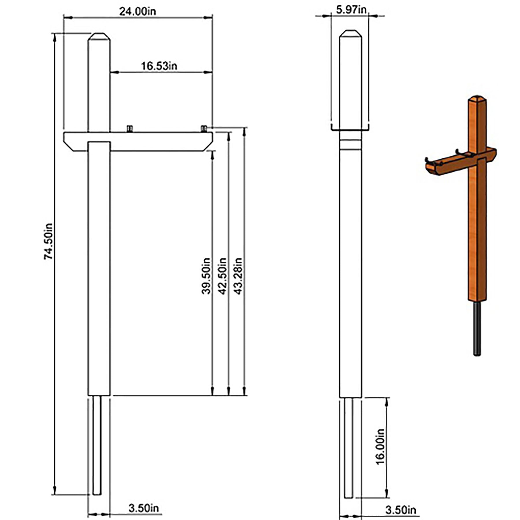 Architectural Mailboxes DPKX00AM Deluxe Drive-in Post, Aromatic Cedar