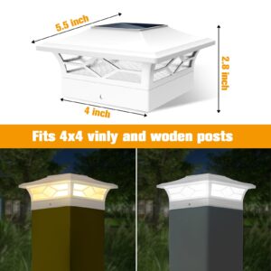 JOFIOS Solar Fence Post Lights, 4x4 Solar Post Cap Lights for Vinyl Fence, Solar Deck Lights Outdoor Warm White/Cool White Lighting, Solar Post Lights Outdoor Waterproof White Decorate Garden Pathway…