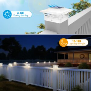 JOFIOS Solar Fence Post Lights, 4x4 Solar Post Cap Lights for Vinyl Fence, Solar Deck Lights Outdoor Warm White/Cool White Lighting, Solar Post Lights Outdoor Waterproof White Decorate Garden Pathway…