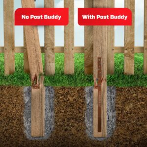 Post Buddy Pack of 2 Easy Fence Post Repair (to fix 1 Broken Wood Post), Fast and Simple to Install, Highly Effective, Long-Lasting