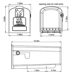 Architectural Mailboxes Parsons Medium Capacity, Plastic Post Mount Mailbox, Black