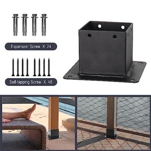 6 PCS Metal 4×4 Post Base Post Base Brackets,Inner Size 3.5"x3.5" Heavy Duty Powder-Coated Post Anchor Matte Black Wood Post Brackets (Black 6pcs)