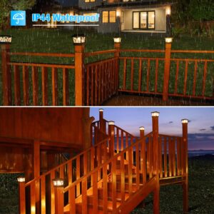 VOLISUN Solar Post Cap Lights Outdoor 4Pack, with Edison LED Bulbs, 2 Brightness Setting, Fence Post Lights Solar Powered for Garden Fence Deck Mailbox Yard Porch, Fits 4x4 6x6 Posts(Slate Black)