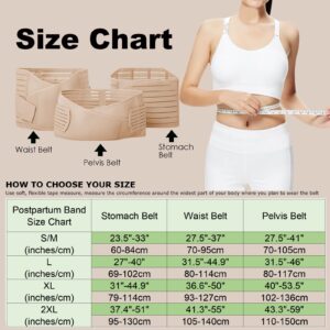 3 in 1 Postpartum Belly Band Wrap Support Recovery Girdles Abdominer Binder Post Surgery Belly&Waist&Pelvis Support Belt & Back Brace (Beige, Large)