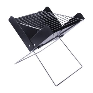 yssoa 12” portable grill charcoal barbecue grill - folding grill notebook shape charcoal grill, detachable collapsible, mini tabletop camping grill bbq, black