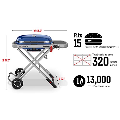 Weber Traveler Portable Gas Grill, Blue