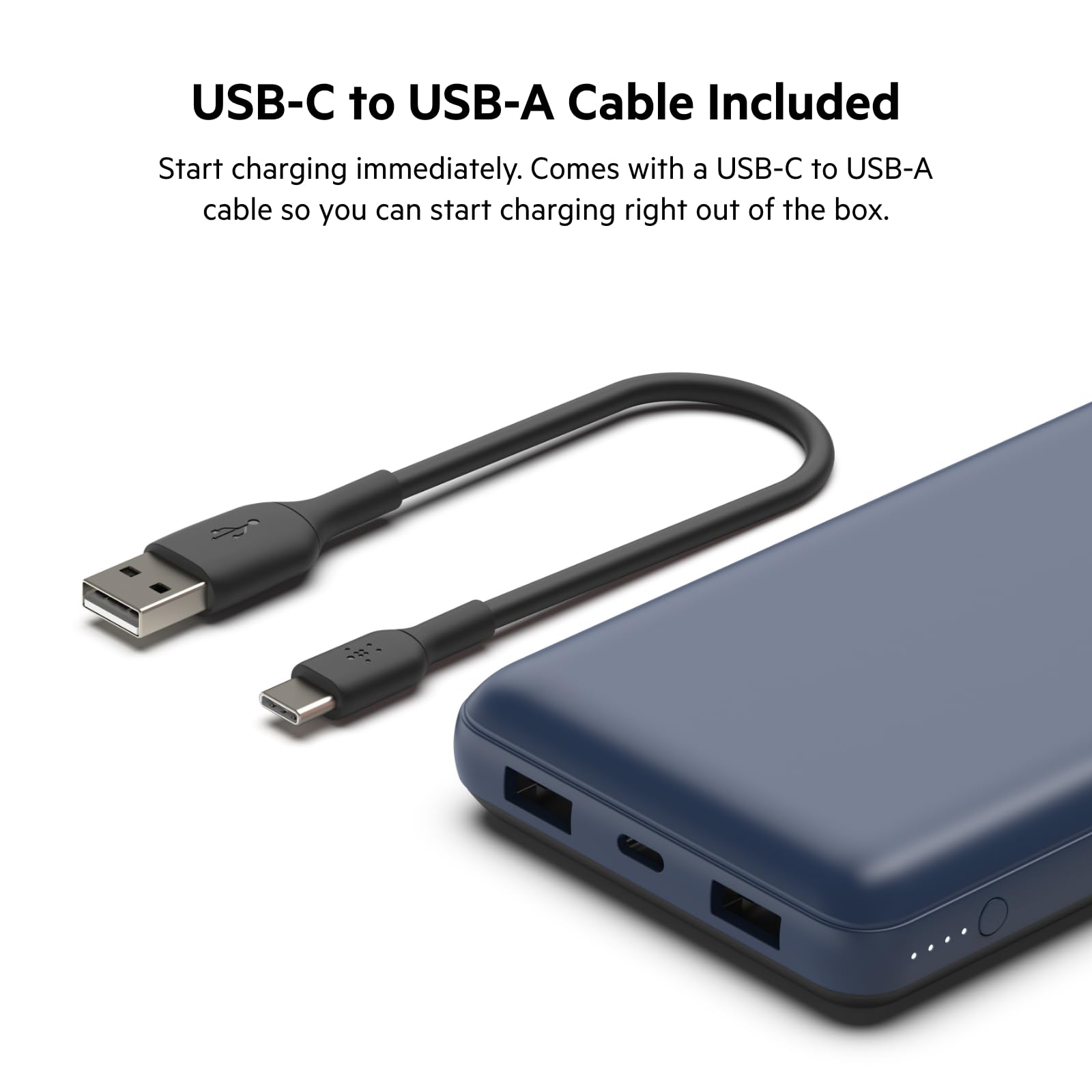 Belkin BoostCharge USB-C Portable Charger 20k Power Bank w/ 1 USB-C Port and 2 USB-A Ports with USB-C to USB-A Cable for iPhone 15, 15 Plus, 15 Pro, 15 Pro Max, Samsung Galaxy S24, & More - Blue