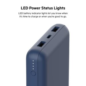 Belkin BoostCharge USB-C Portable Charger 20k Power Bank w/ 1 USB-C Port and 2 USB-A Ports with USB-C to USB-A Cable for iPhone 15, 15 Plus, 15 Pro, 15 Pro Max, Samsung Galaxy S24, & More - Blue