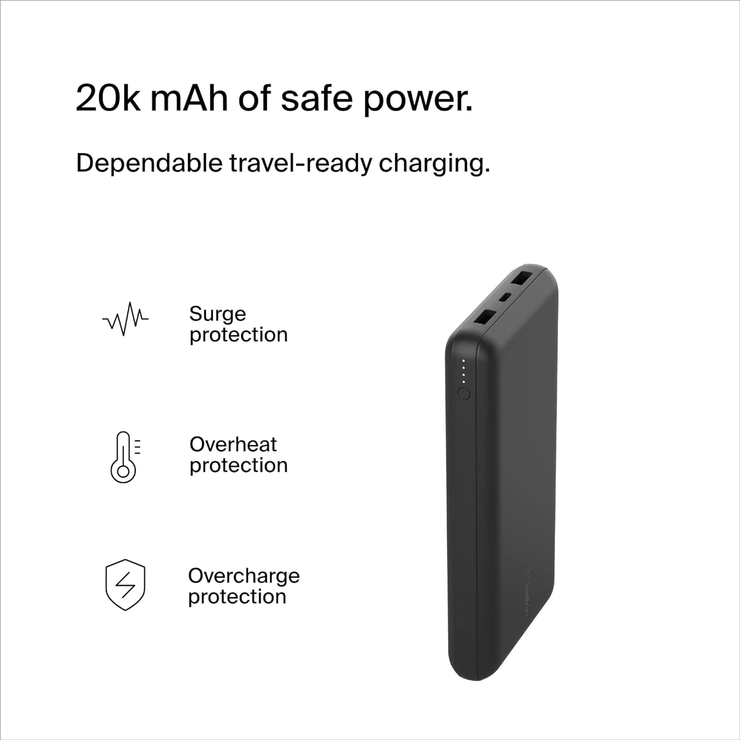 Belkin BoostCharge USB-C Portable Charger 20k Power Bank w/ 1 USB-C Port and 2 USB-A Ports with USB-C to USB-A Cable for iPhone 15, 15 Plus, 15 Pro, 15 Pro Max, Samsung Galaxy S24, & More - Blue