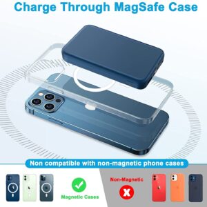 AOGUERBE Magnetic Wireless Portable Charger, 10000mAh Wireless Power Bank PD 22.5W Fast Charging with USB-C LED Display Mag-Safe Battery Pack Compatible for iPhone 15/14/13/12 Pro/Mini/Pro Max（Blue）