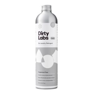 dirty labs | scent free | bio enzyme liquid laundry detergent | 80 loads (21.6 fl oz) | hyper-concentrated | high efficiency & standard machine washing | nontoxic, biodegradable | stain & odor removal