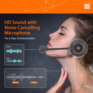 IPD IPH-250 Phone Headset with Noise cancelling Microphone for Office and call center-Compatible with Avaya 1608 1616 9601 9608 9611 9611G 9620 9621 9630 9631 9640 9641 9650 9670 J139 J159 J169 J179