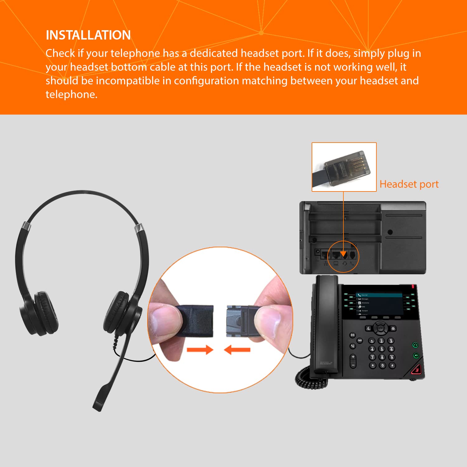 IPD IPH-255 Phone Headset with Noise cancelling Microphone for Office and call center-Compatible with Avaya 1608 1616 9601 9608 9611 9611G 9620 9621 9630 9631 9640 9641 9650 9670 J139 J159 J169 J179