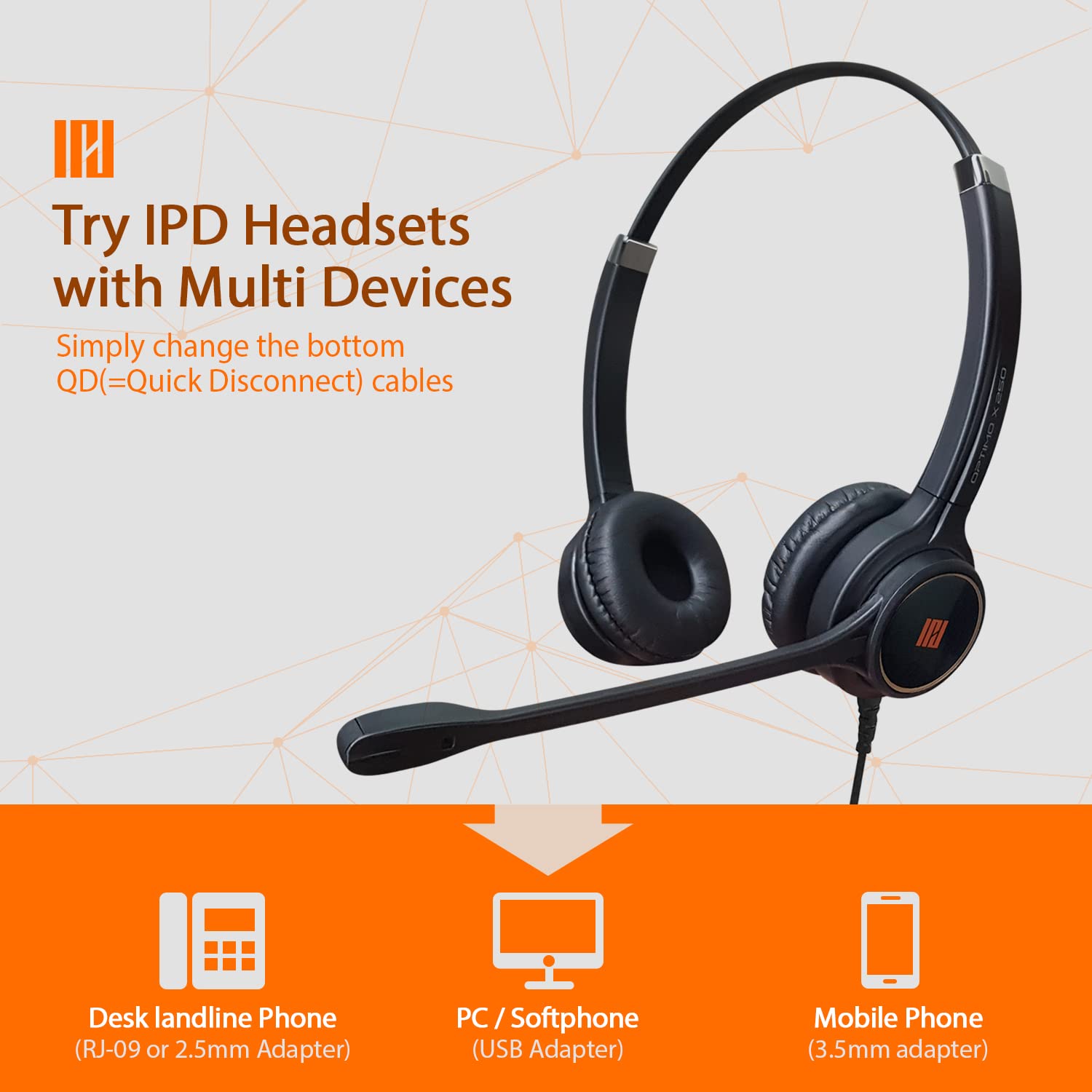 IPD IPH-255 Phone Headset with Noise cancelling Microphone for Office and call center-Compatible with Avaya 1608 1616 9601 9608 9611 9611G 9620 9621 9630 9631 9640 9641 9650 9670 J139 J159 J169 J179