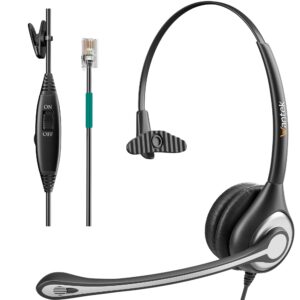 wantek corded telephone headset mono w/noise canceling mic for avaya aastra allworx adtran alcatel lucent altigen comdial digium gigaset intertel mitel plantronics mivoice landline deskphones(f600s1)