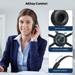 Beebang Telephone Headset with Microphone Noise Canceling for Office Call Center Landline, RJ9 Headset Work for Avaya IP Phone J139, J169, J179, 1608, 1616, 9610, 9620, 9620C, 9630, 9640, 9650, 9670