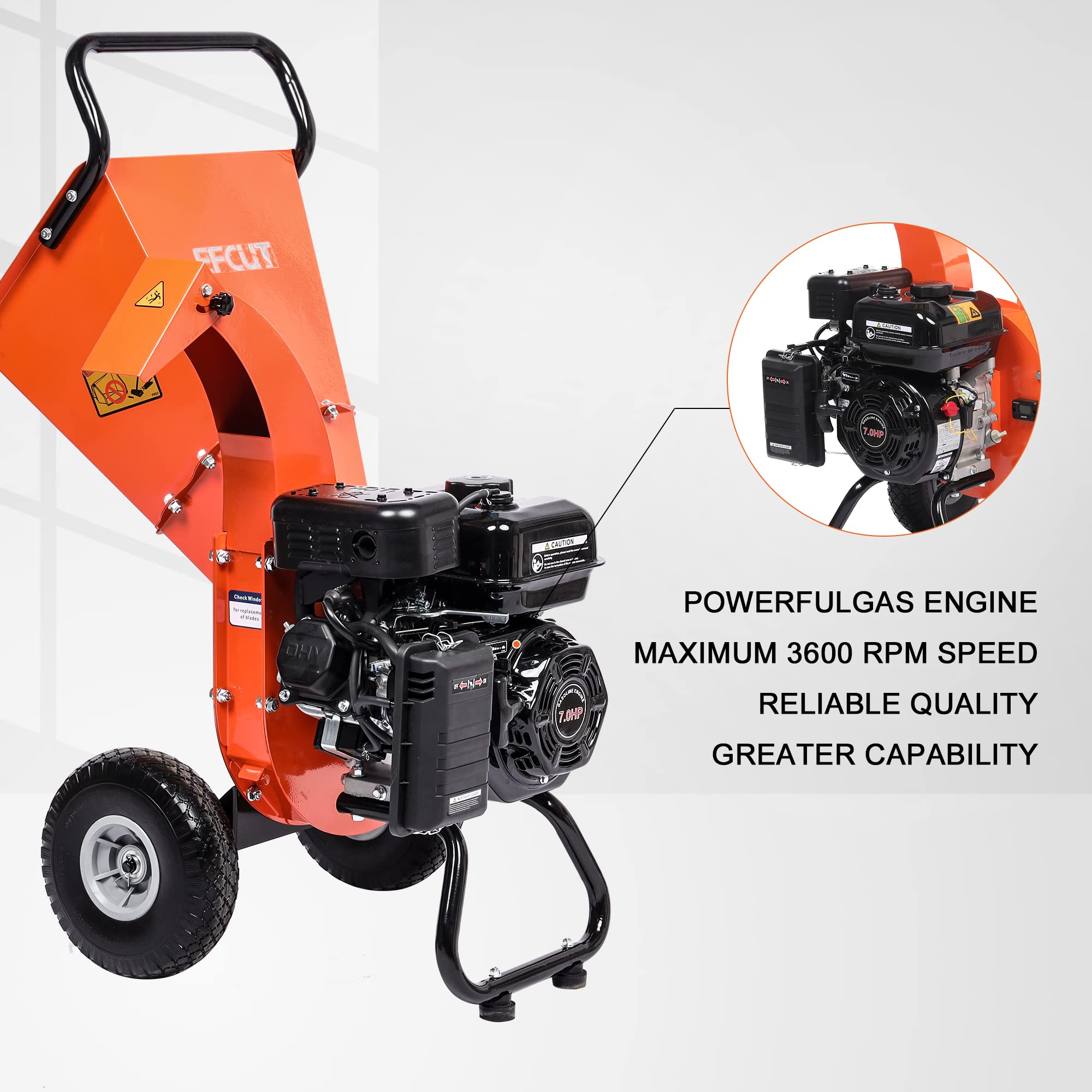 EFCUT C30 Mini Wood Chipper Shredder Mulcher Heavy Duty 7 HP 212cc Gas Powered Engine 3" Inch Max Wood Diameter Capacity Compact Design