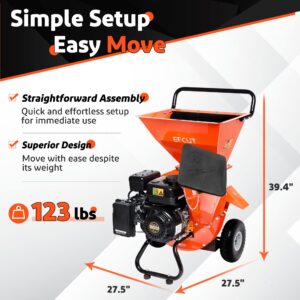 EFCUT Wood Chipper Shredder Mulcher Heavy Duty 7HP Gas Powered 3 in 1 Multi-Function 3" Inch Max Wood Diameter Capacity