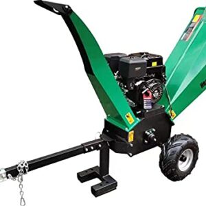 APWC460E Electric Start, Woodchipper Mulcher 16HP JD Engine 460cc Gas Powered Chipper Shredder 2000 RPM Double Edge Blades 6" Feed