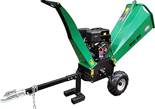 APWC460E Electric Start, Woodchipper Mulcher 16HP JD Engine 460cc Gas Powered Chipper Shredder 2000 RPM Double Edge Blades 6" Feed