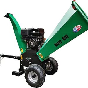 APWC460E Electric Start, Woodchipper Mulcher 16HP JD Engine 460cc Gas Powered Chipper Shredder 2000 RPM Double Edge Blades 6" Feed