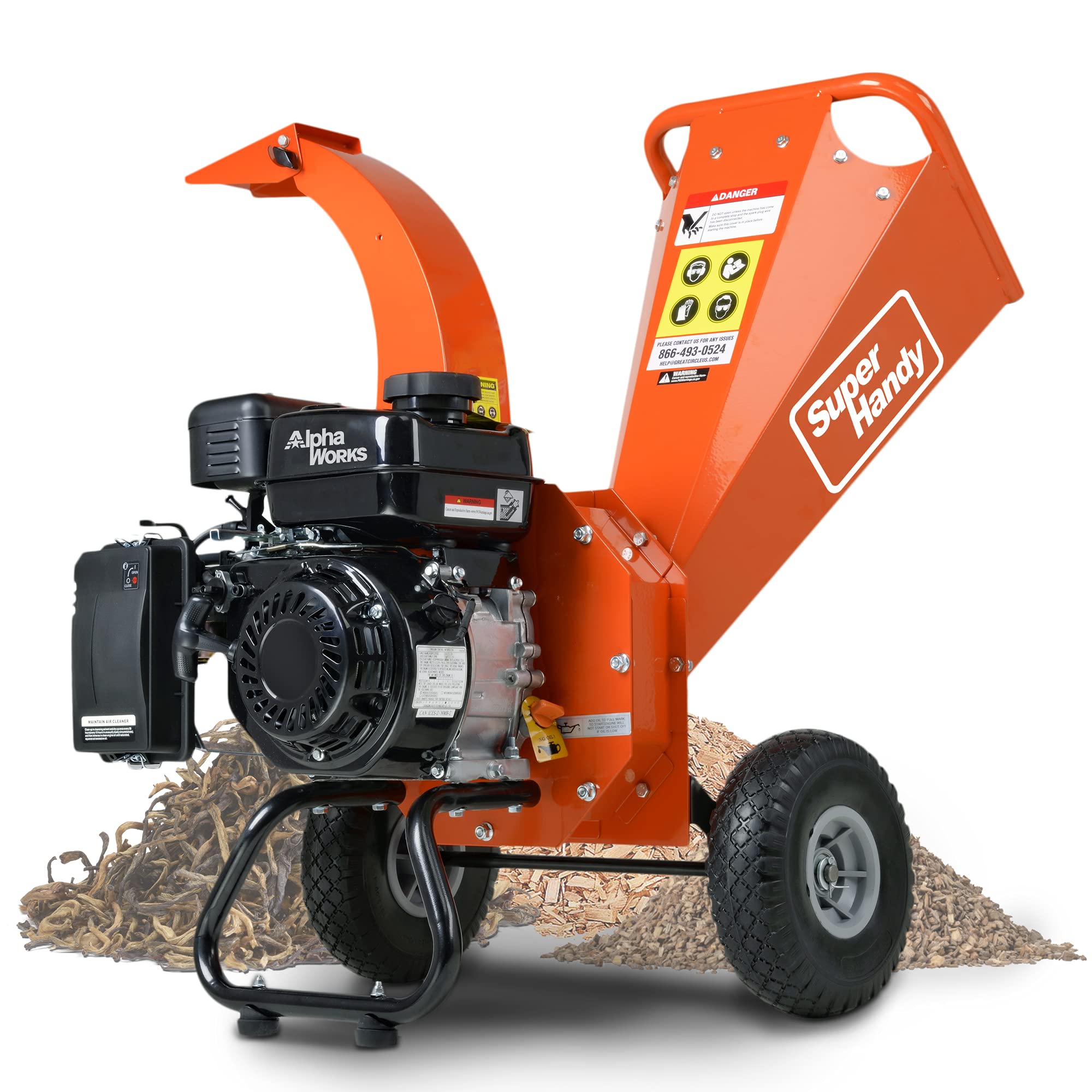 SuperHandy Mini Wood Chipper Shredder Mulcher Heavy Duty 7HP Compact Design 3" Inch Max Cutting Capacity