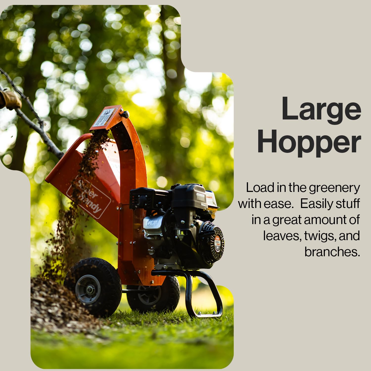 SuperHandy Mini Wood Chipper Shredder Mulcher Heavy Duty 7HP Compact Design 3" Inch Max Cutting Capacity