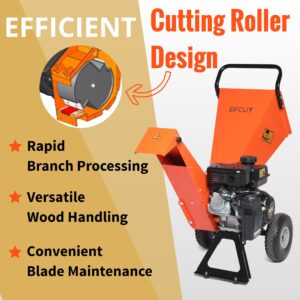 EFCUT Wood Chipper Shredder Mulcher 7HP Gas Powered Heavy Duty Compact Design 3" Inch Max Capacity (R0)