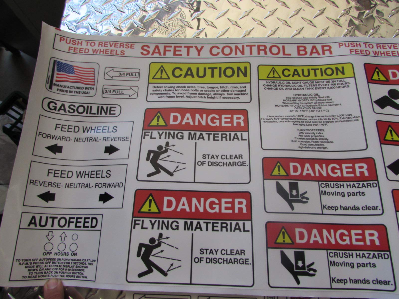 MORBARK Wood Chipper Safety Decal KIT