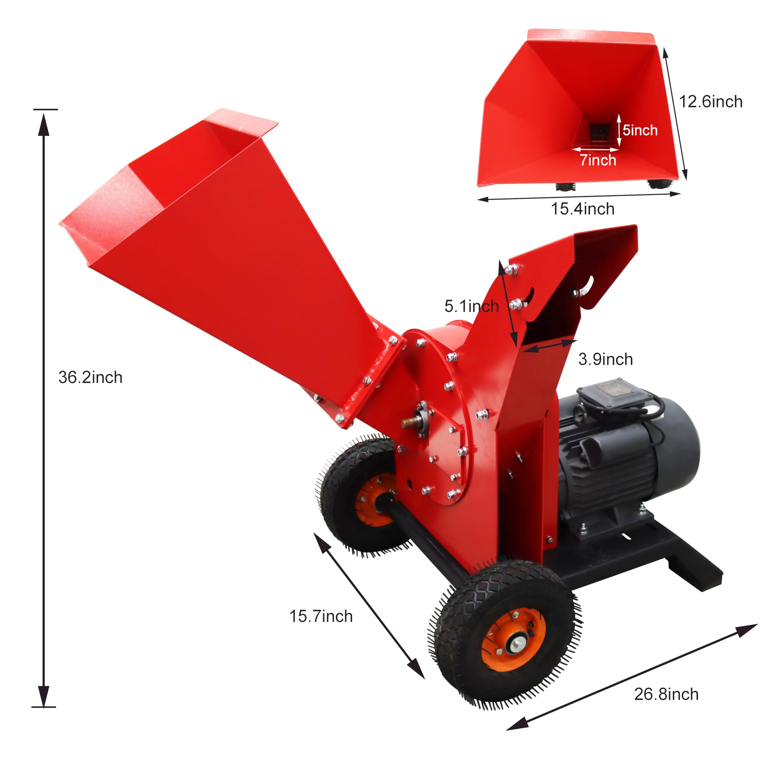 TECHTONGDA Electric Wood Chipper Shredder Mulcher Branch Crusher for Corn Straw Grass Fruit Trees Hand Pushed Multifunctional Garden 220V