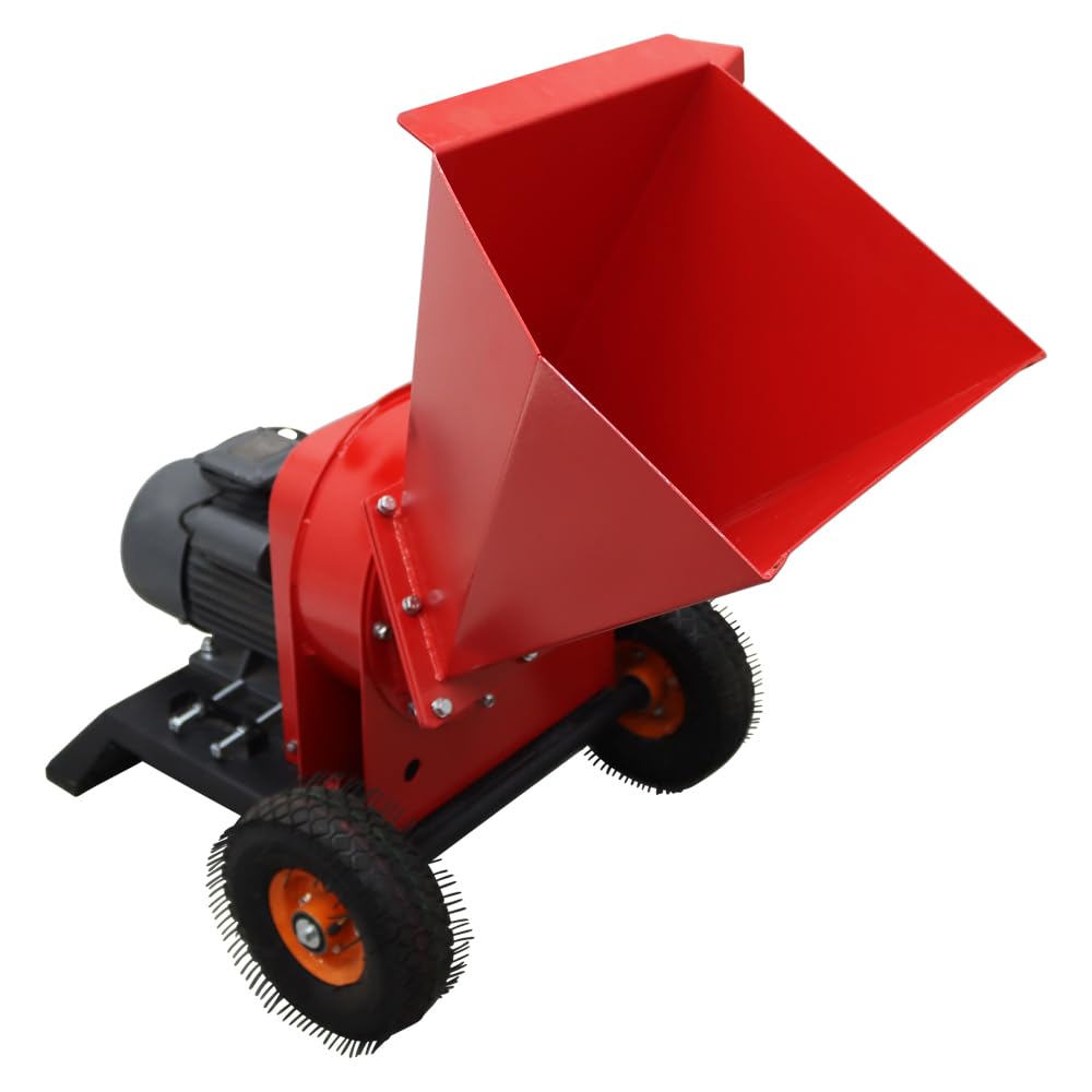 HayWHNKN Wood Shredder Chipper Hand Pushed Wood Crusher Branch Crusher 5inch Max Wood Diameter 220v 3kw for Corn Straw Grass