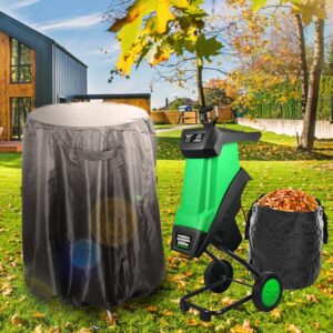 J&C Wood Chipper Cover 420D Wood Shredder Mulcher Cover 43x33in Waterproof Electric Leaf Mulcher Cover Shredder Protection for Electric Leaf Mulcher Shredder (Black)