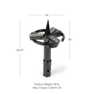 Titan Attachments 14" Auger Stump Planer, Tree Stump Grinder, 3,300 FT/LB, 2" Hex Collar