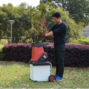 ADOVZ Electric Wood Chipper with 45L Collecting Bag, 10M Power Line, Max 1.57'' Cutting Capacity, Light-Weight Low Noise, Overload Protection