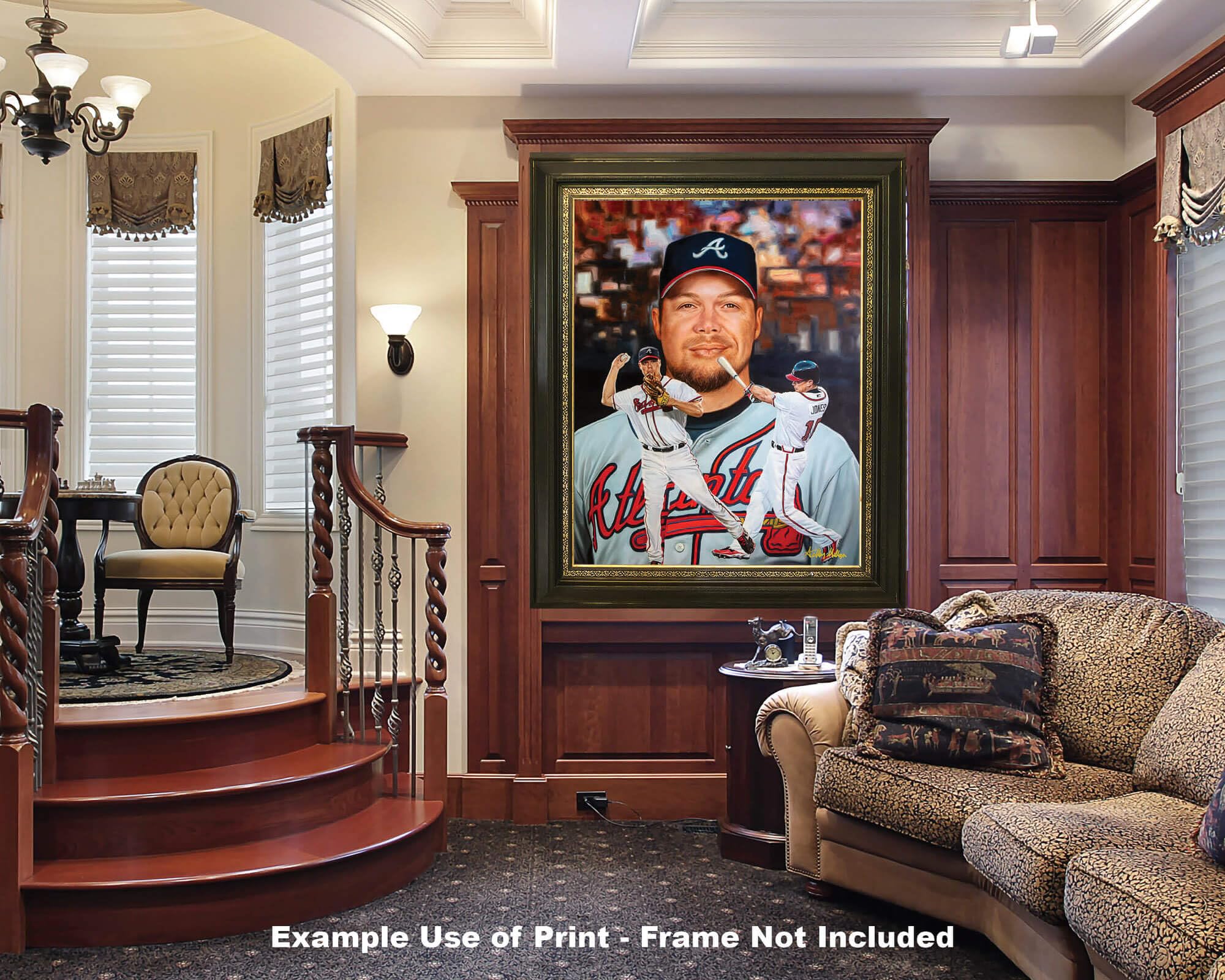 Atlanta Braves 3rd Base Chipper Jones MLB Baseball Player HOF Hall of Fame Art Print 1AM3 on 30x40 Stretched Gallery Wrap Canvas Frame