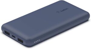 belkin boostcharge usb-c portable charger 10k power bank w/ 1 usb-c port and 2 usb-a ports & included usb-c to usb-a cable for iphone 15, 15 plus, 15 pro, 15 pro max, samsung galaxy s24 & more - blue