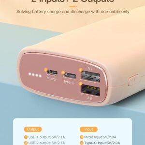 Kuulaa Portable Charger iPhone Power Bank 26800mAh Battery Pack Charger Portable Dual USB Output Portable Battery Charger Compatible with iPhone 15 14 13 12 11 Samsung S22 S21 Google iPad etc, Pink