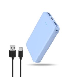 vanyust s22 portable charger, 5000mah mini power bank 3-port output (usb-c in&out) fast charging, external battery pack compatible for iphone 14/13/12/11 series, samsung, android, and more (blue)