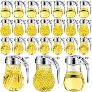 xinnun 24 pcs syrup dispenser 6 oz glass syrup dispenser with plastic lid clear sugar dispenser jar retracting spout dispensing syrup bottles for maple syrup, chocolate syrup, sugar, milk