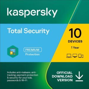 kaspersky total security 2023 | 10 devices | 1 year | antivirus, secure vpn and password manager included | pc/mac/android | online code