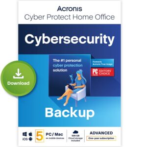 acronis cyber protect home office 2023 | advanced | 500 gb cloud-space | 5 pc/mac | 1 year | windows/mac/android/ios | internet security with backup | activation code by email