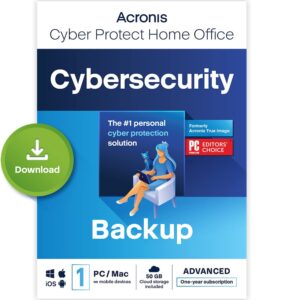 acronis cyber protect home office 2023 | security | 50 gb cloud-space | 1 pc/mac | 1 year | windows/mac/android/ios | internet security with backup | activation code by email