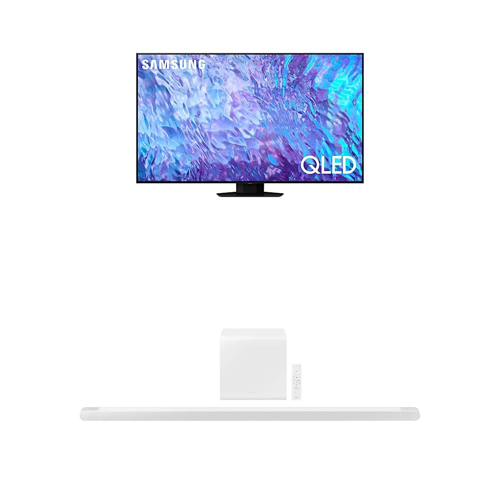 SAMSUNG 50-Inch Class QLED 4K Q80C Series Quantum HDR, Dolby Atmos Object Tracking Sound Lite, (QN50Q80C, 2023 Model) HW-S801B Soundbar w/Wireless Dolby Atmos DTS:X 2022