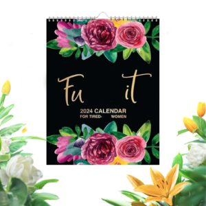 2024 calendar for tired ass women - fu-ck it planner, funny swear word monthly gag gift for women